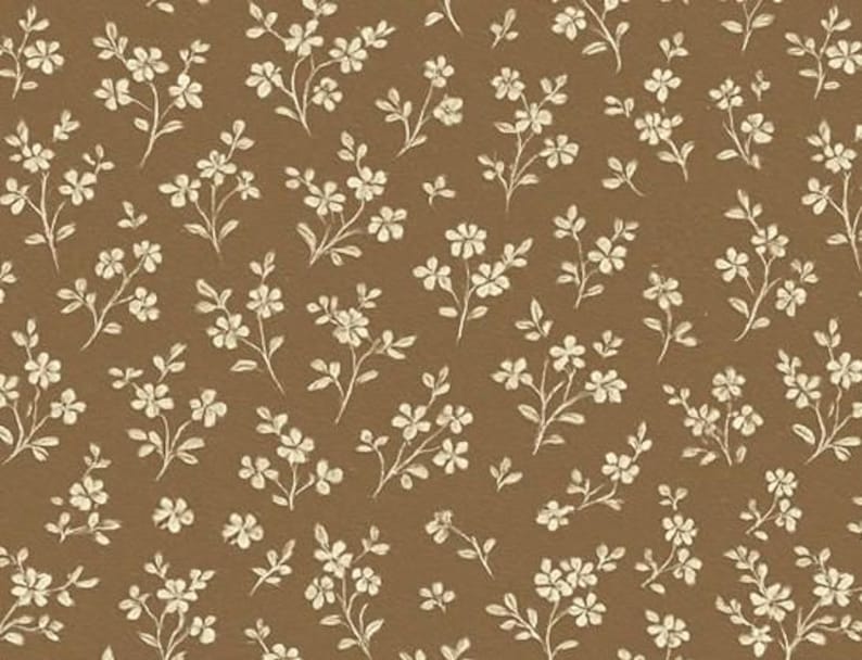 1/6 1/12 Dollhouse Vintage Rustic Beige Wildflower Floral Pattern on ...