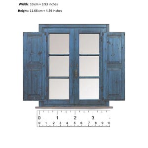 1/12 1/24 1/48 Dollhouse Rustic Aged Vintage Blue Wooden Window With ...
