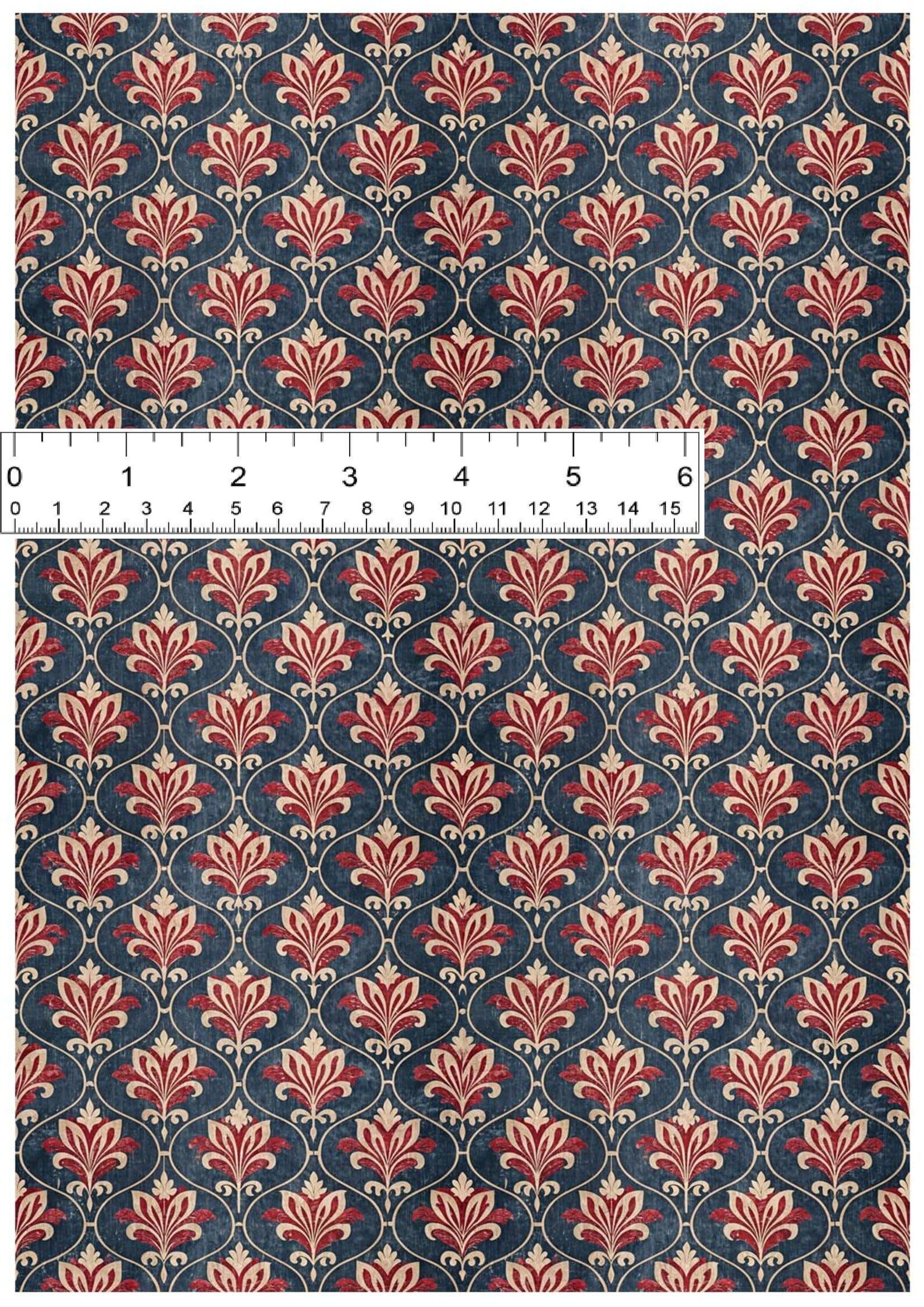 1/6 1/12 1/24 Dollhouse Vintage Damask Orange Red Pattern Wallpaper ...