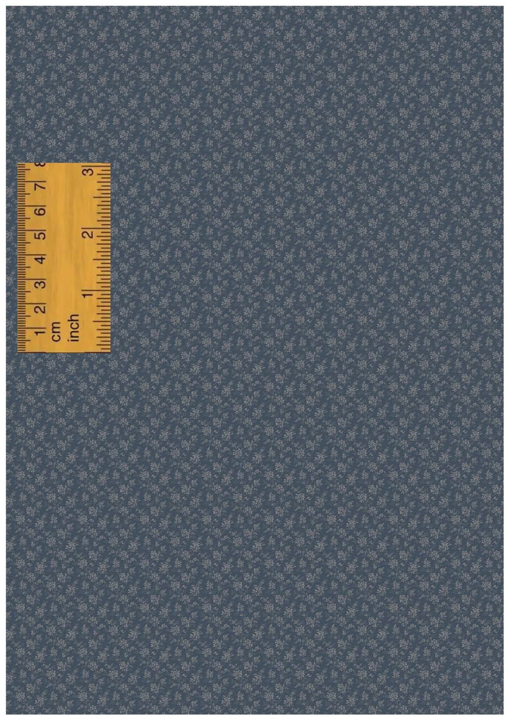 1/6 1/12 1/24 Miniature White Vintage Floral Wallpaper on Navy Blue ...