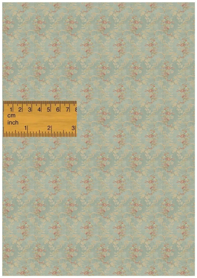 1/6 1/12 1/24 Dollhouse Wallpaper With Old Pale Beige Floral and Ribbon ...