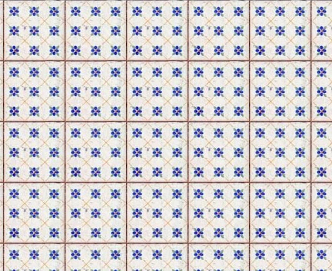 6th 12th 24th Scale Miniature Classic Retro Blue Gray Ornate Patterned ...