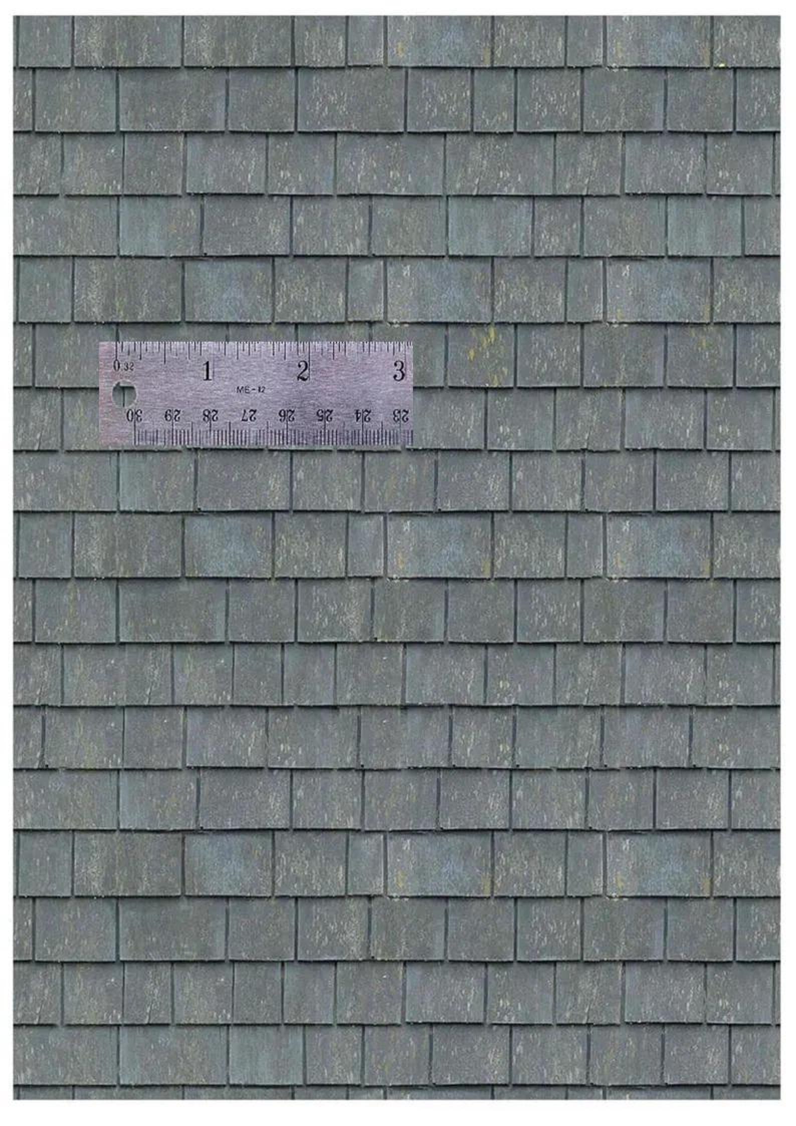 Miniature Dolls House Slate Roofing Paper 1/12 1/24 1/48 Scale Gray ...