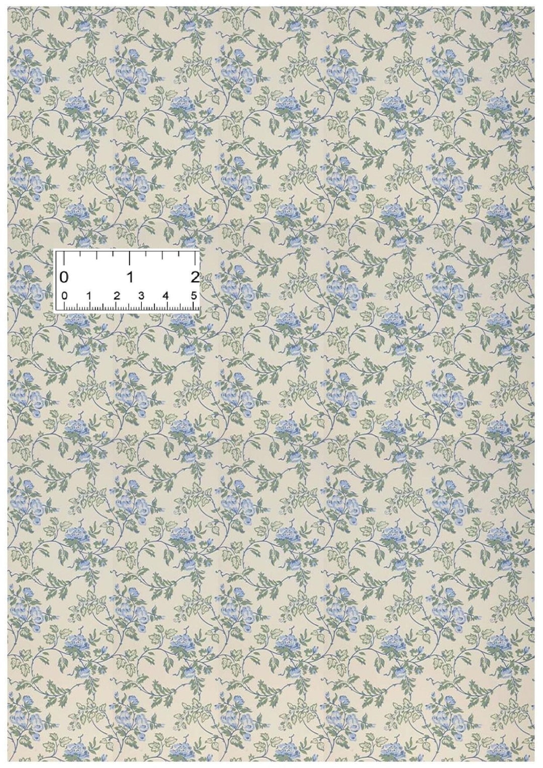 1/6 1/12 1/24 Dollhouse Miniature Blue Floral Patterned Wallpapers ...