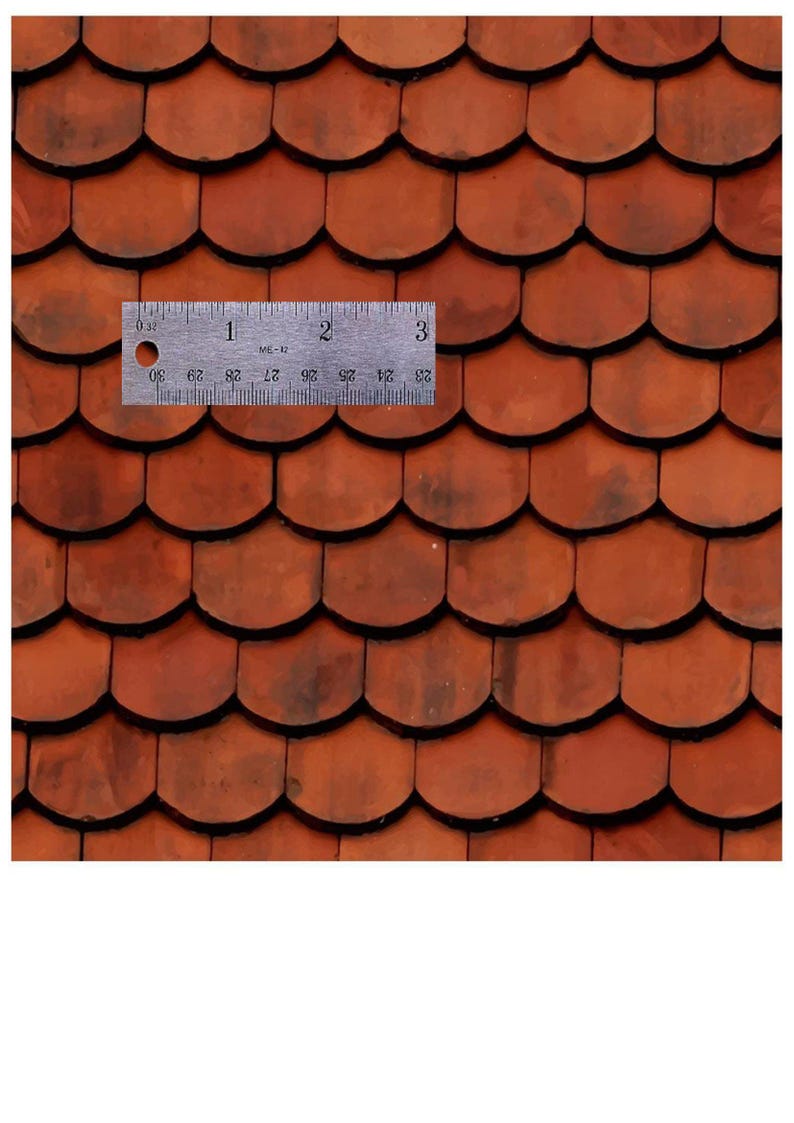 1/8 1/16 1/32 1/64 Scale Dollhouse Scallop Dirty Red Roof Tiles ...