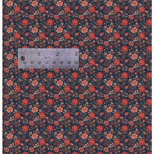 1/6 1/12 1/24 Dollhouse Vintage Red Floral Pattern on Dark Blue ...