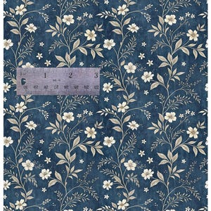 1/6 1/12 1/24 Dollhouse Vintage Beige & White Floral on Dark Blue ...