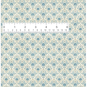 1/6 1/12 Dollhouse Vintage Blue Damask Victorian Floral Wallpaper ...
