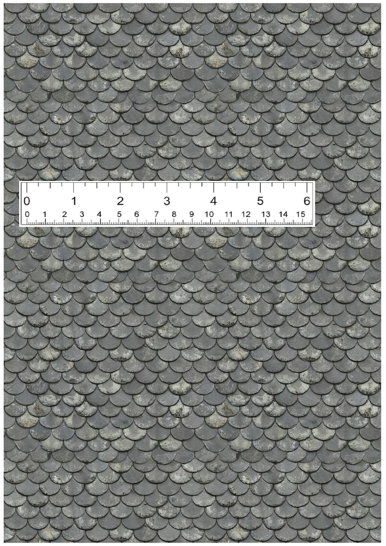 1/12 1/24 Scale Dollhouse Miniature Fish Slate Grey Roof Tiles Seamless ...