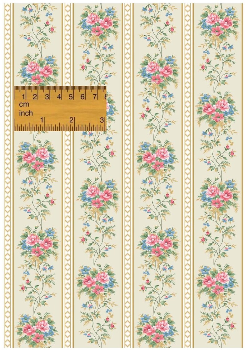 1/6 1/12 1/24 1/48 Dollhouse Miniature Gold Striped Red Blue Floral ...