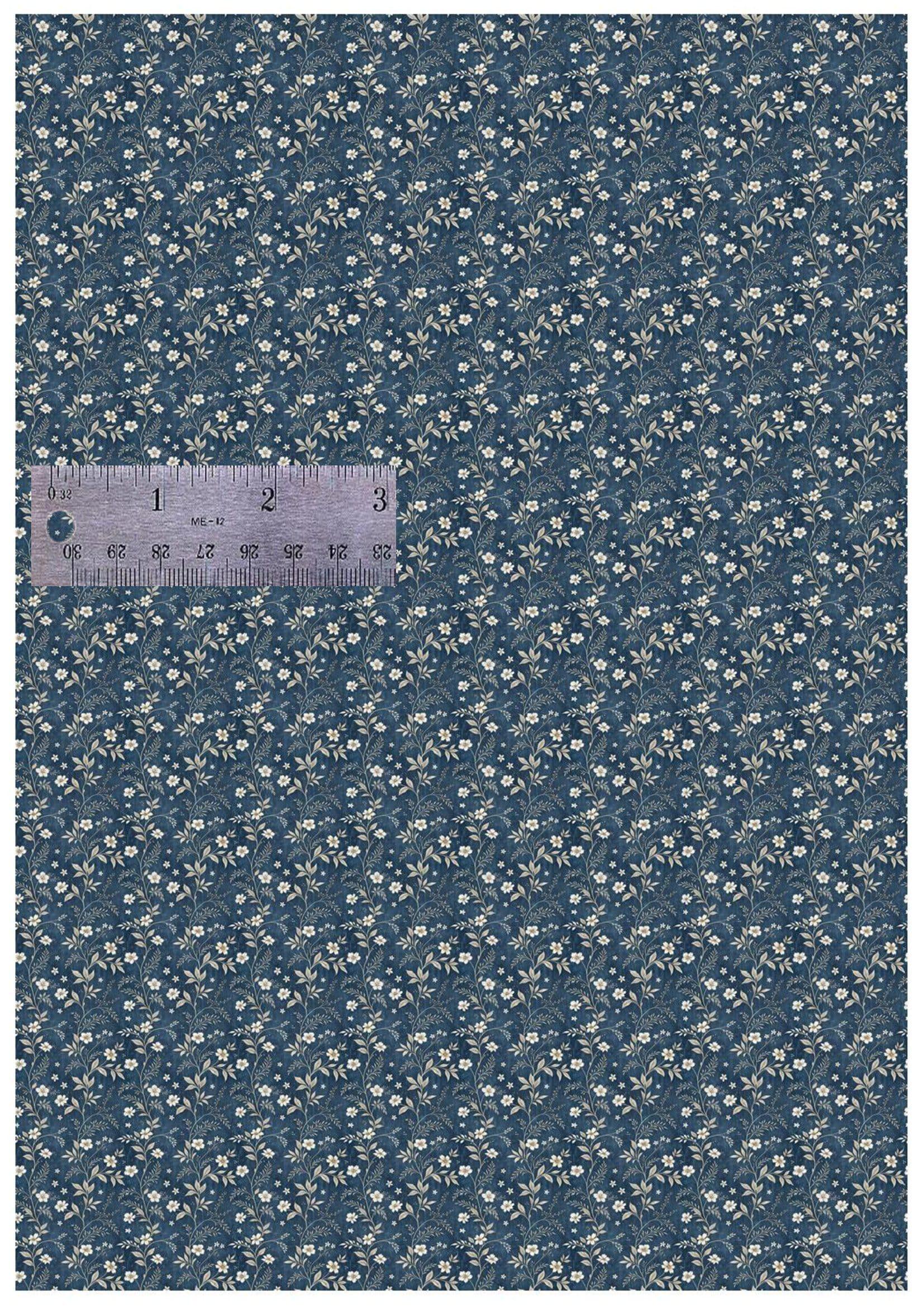 1/6 1/12 1/24 Dollhouse Vintage Beige & White Floral on Dark Blue ...