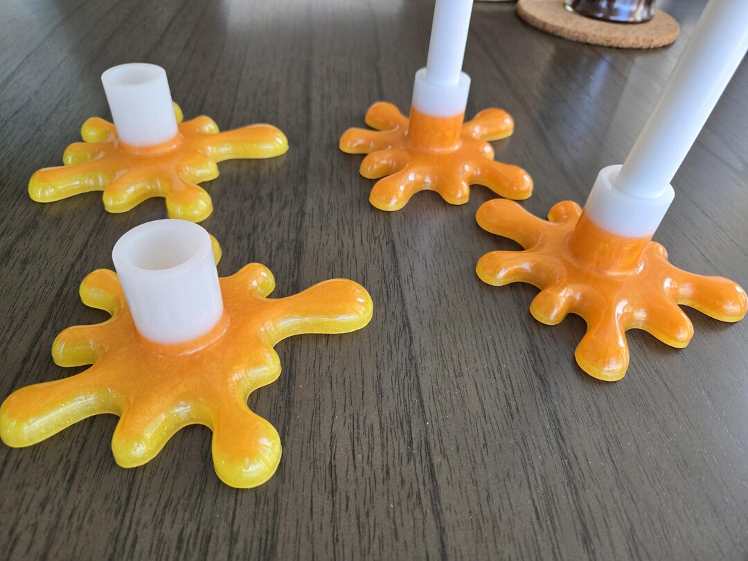 Candy Corn Splat Candlestick Holder Pair - Etsy