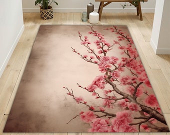 Cherry Blossom Rug, Pink Cherry Blossom, Nature Rug, Beautiful Flowers ...