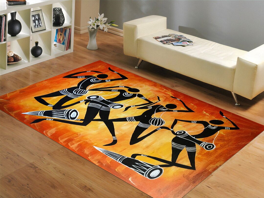 African Motifs Rug, African Art Rug, African Dance Rug, African Women ...