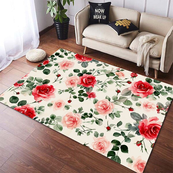 Rug With Roses - Etsy