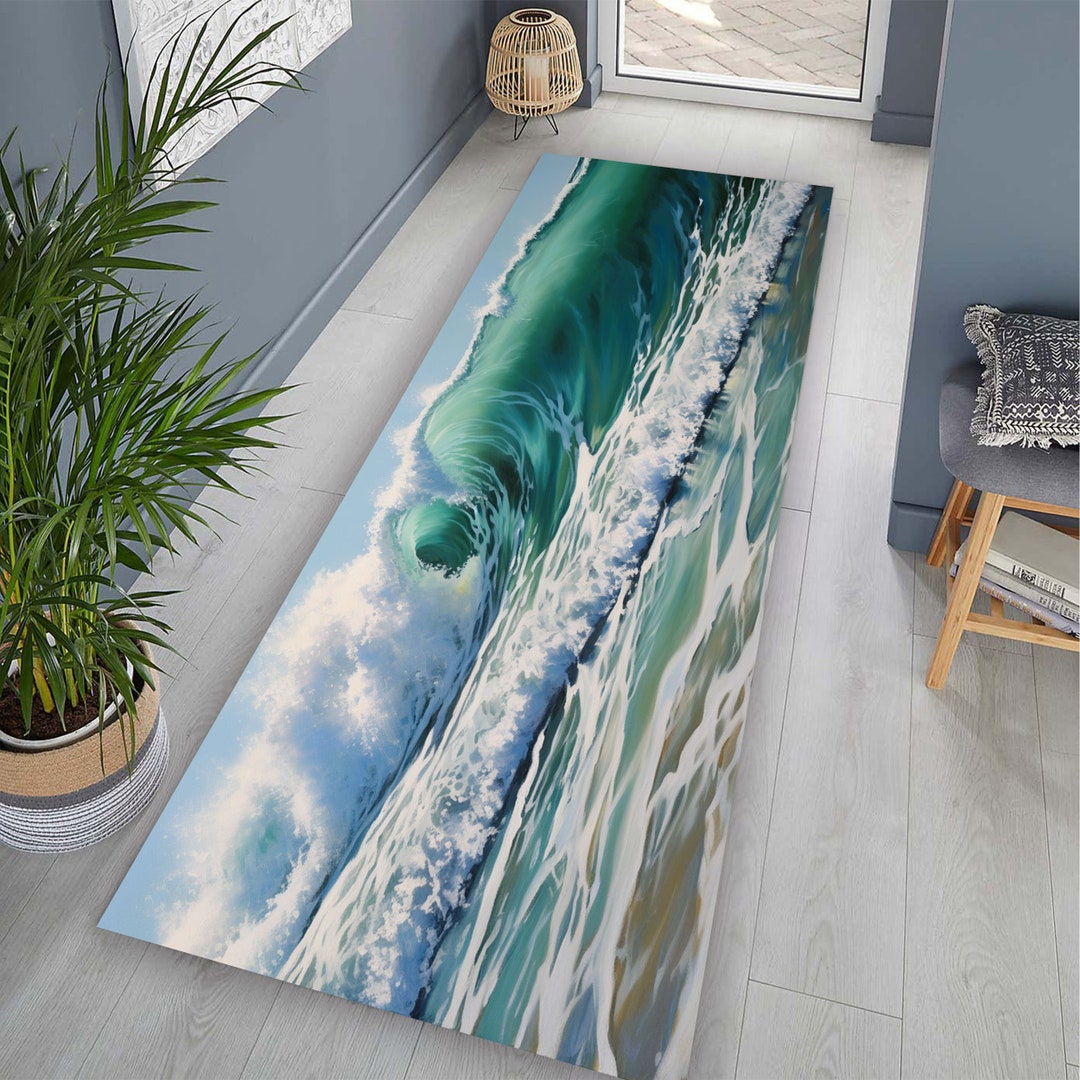 Ocean Waves Runner, Surfing Waves Runner, Beach Runner, Clear Sea Rug ...