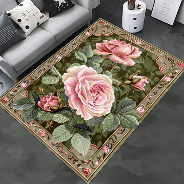 Rug With Roses - Etsy