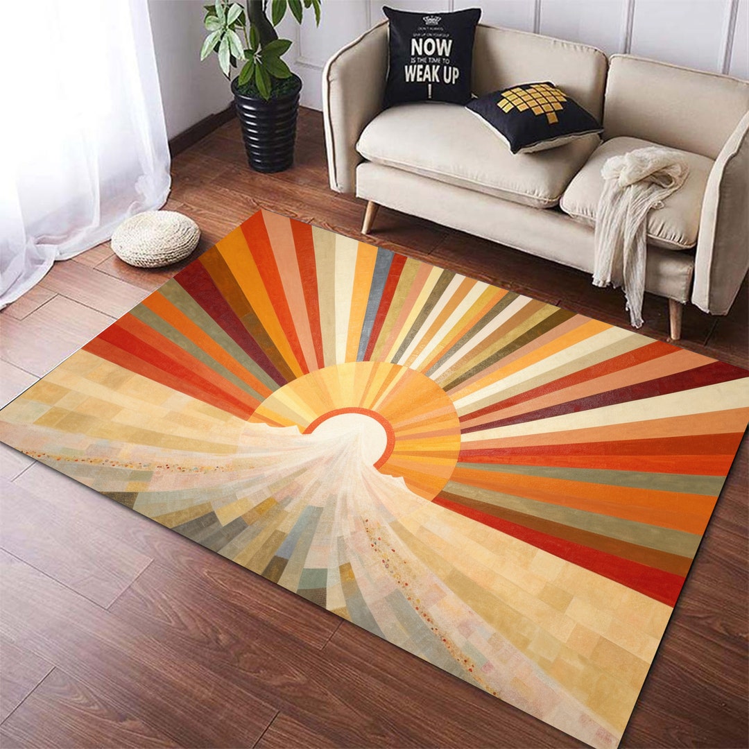 Sun Art Rug, Mid Century Modern Abstract Rug, AI Generated Mid Century ...