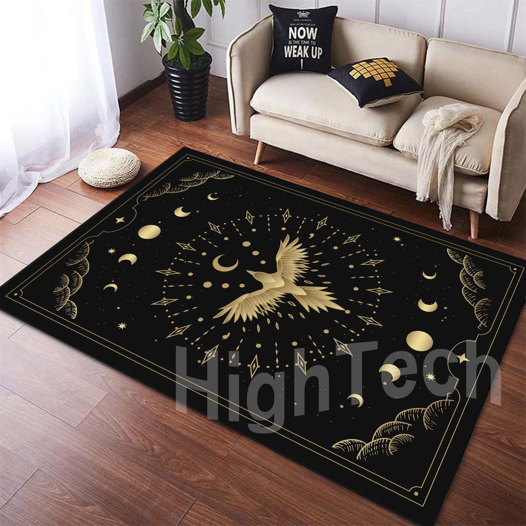 Golden Crow Mystical Bird Tarot Rug, Tarot Card Rug, Tarot Area Rug ...