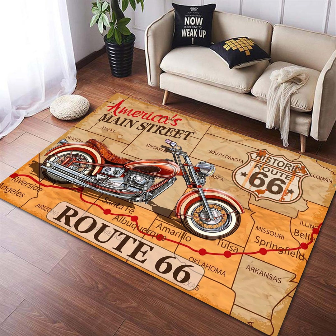 America's Main Street Historic Route 66 Rug, Route 66 Rug, Retro Route ...
