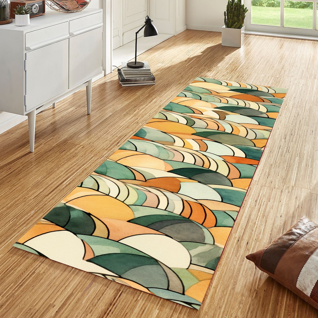 Pastel Color Runner, Mid Century Modern Runner, Long Area Rug, Runner ...