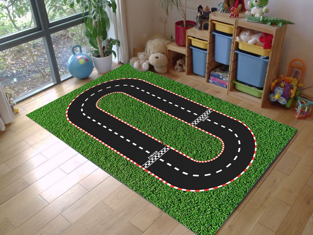 Race Track Rug Racing Car Rug Kid Carpet Playmat Rug Road - Etsy