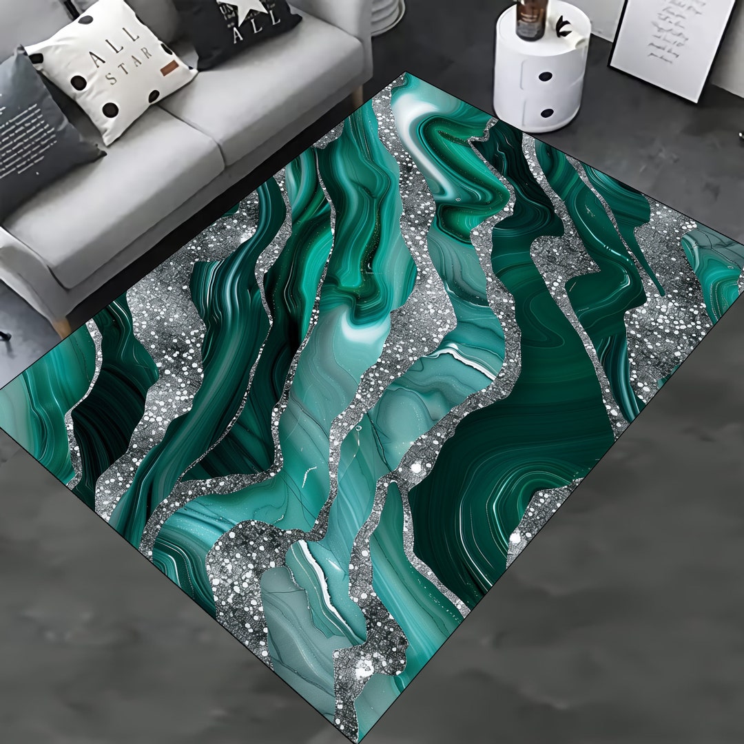 Silver Green Marble Texture Rug, Green Marble Rug, Marble Texture Rug ...
