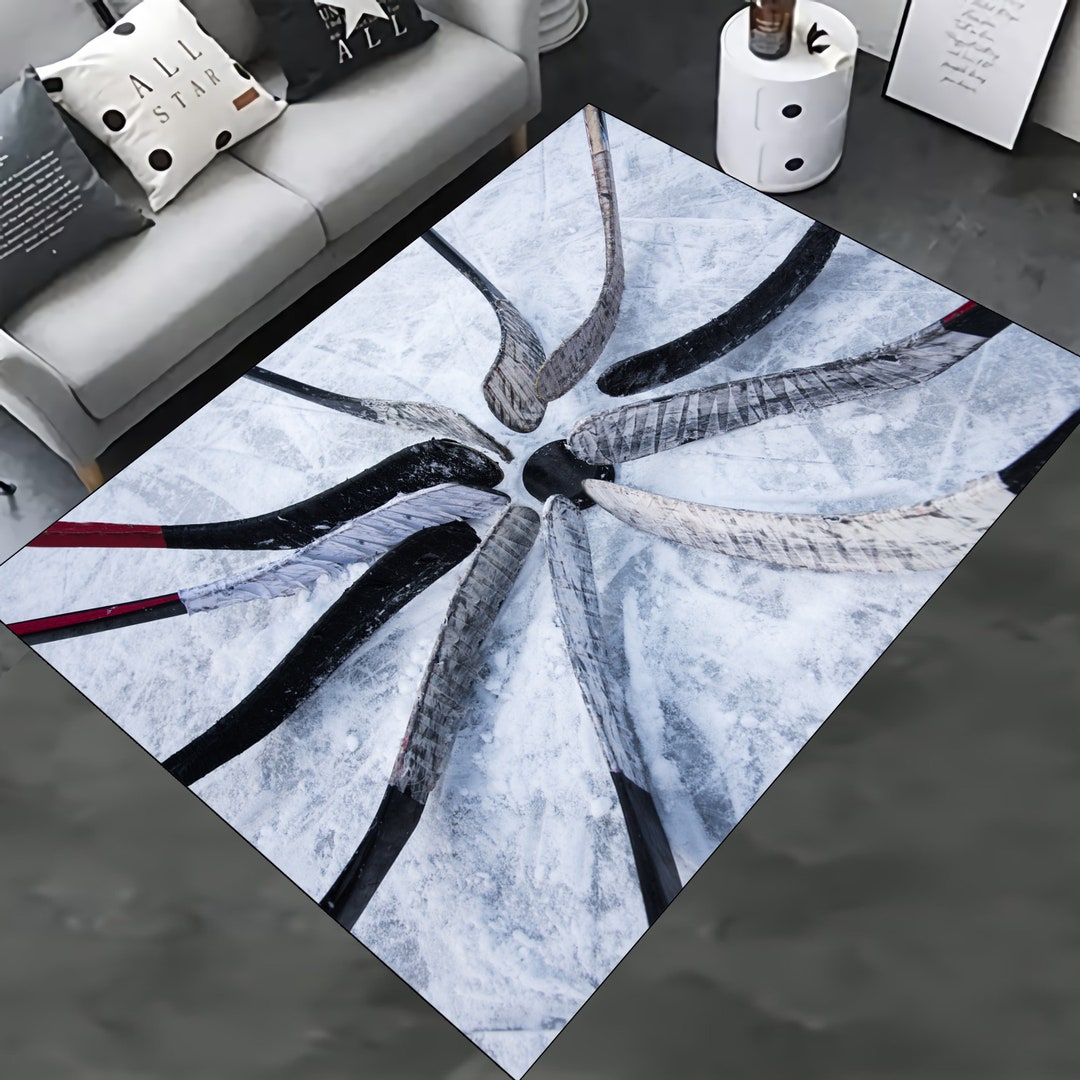 Hockey Rug, Hockey Stick Matches Rug, Hockey Sports Team Rug, Sport Rug ...