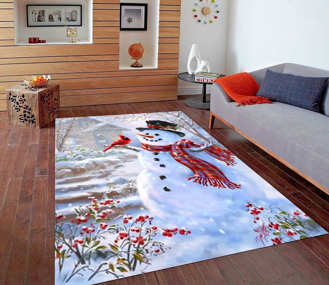 Christmas Rug, Xmas Rug, Snowman Rug, Christmas Area Rug, Christmas ...