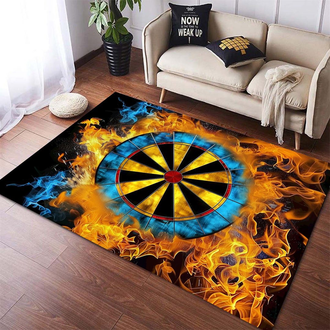 Blaze Dartboard Rug, Fire Dartboard Rug, Dartboard Rug, Dart Decor Rug ...