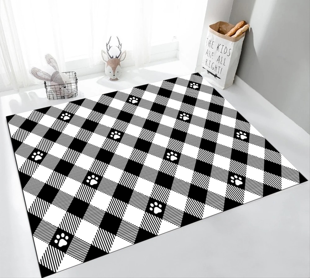Plaid Pet Paw Rug, Pet Paw Rug, Cat Paw Rug, Dog Paw Rug, Cat Paw ...