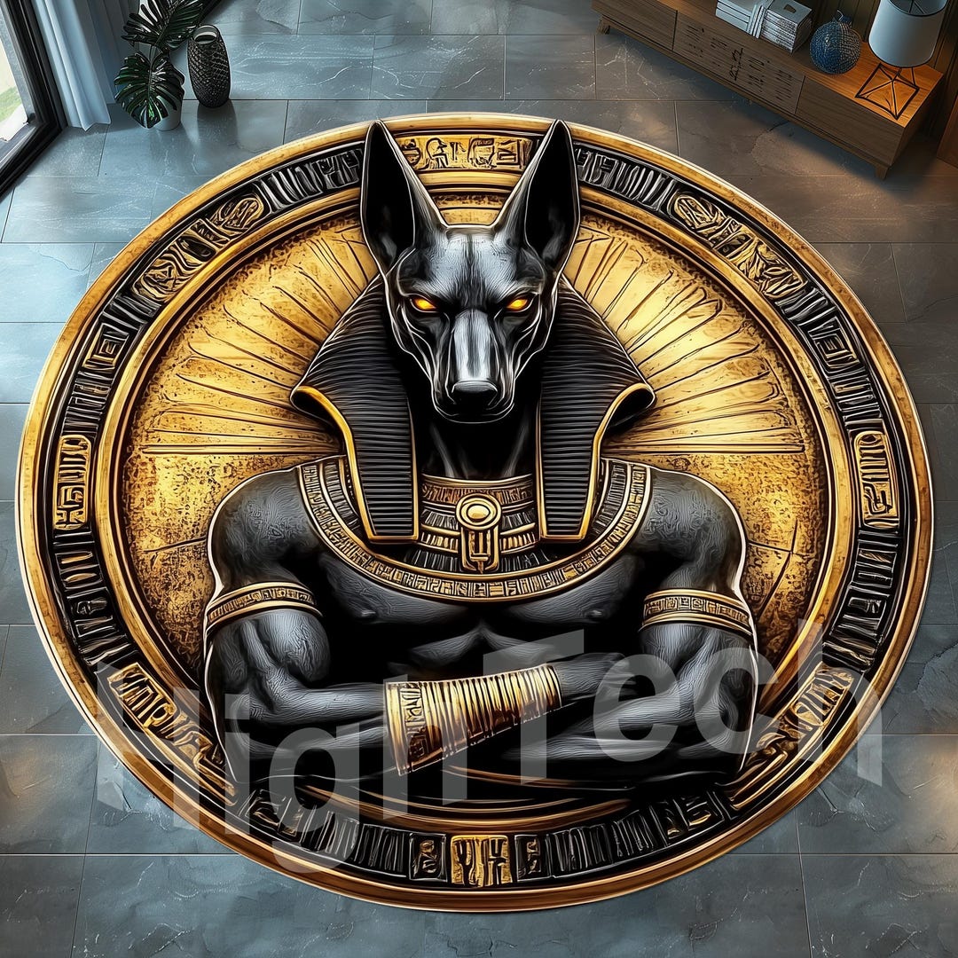 Anubis Rug, Anubis Round Rug, Egyptian God Rug, Egyptian God Anubis Rug ...
