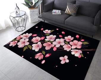 Cherry Blossom Rug, Pink Cherry Blossom, Nature Rug, Beautiful Flowers ...