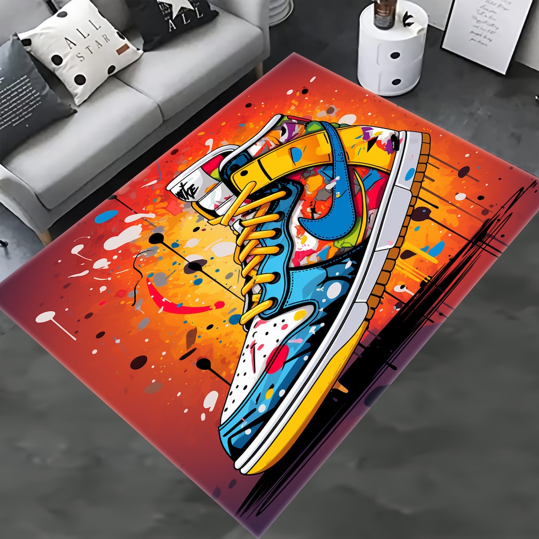 Pop Art Sneakers Rug, Graffiti Style Sneakers Rug, Basketball Rug ...