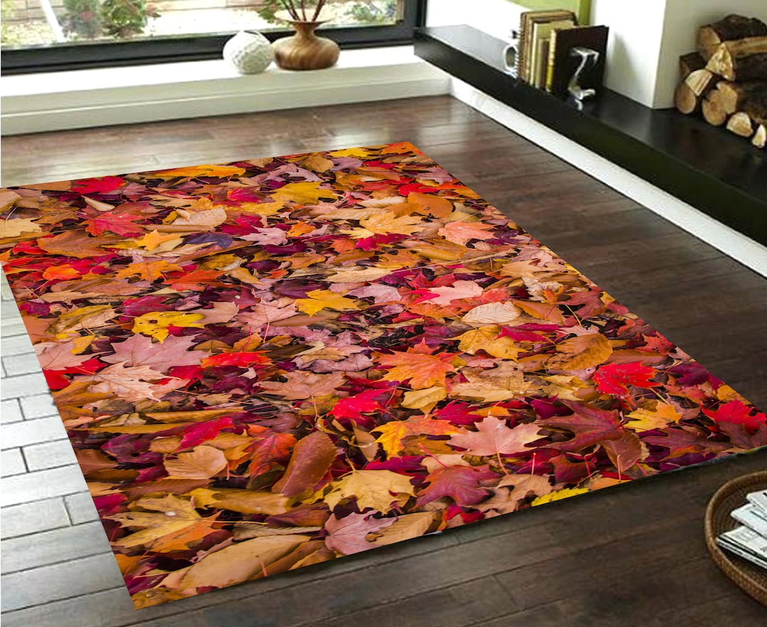 Fall Leaves Area Rug Fall Rug Fall Season Rug Colorful - Etsy