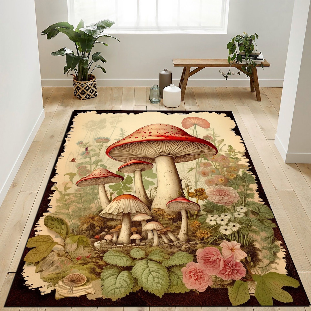 Mushroom Rug, Mushroom Area Rug, Mushroom Carpet, Magical Forest Rug ...
