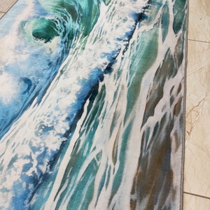 Ocean Waves Runner, Surfing Waves Runner, Beach Runner, Clear Sea Rug ...