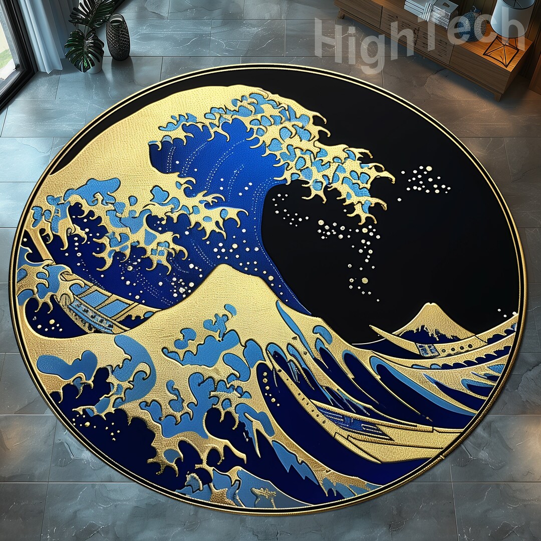 The Great Wave Rug, the Great Wave Round Rug, the Great Wave Stylized ...