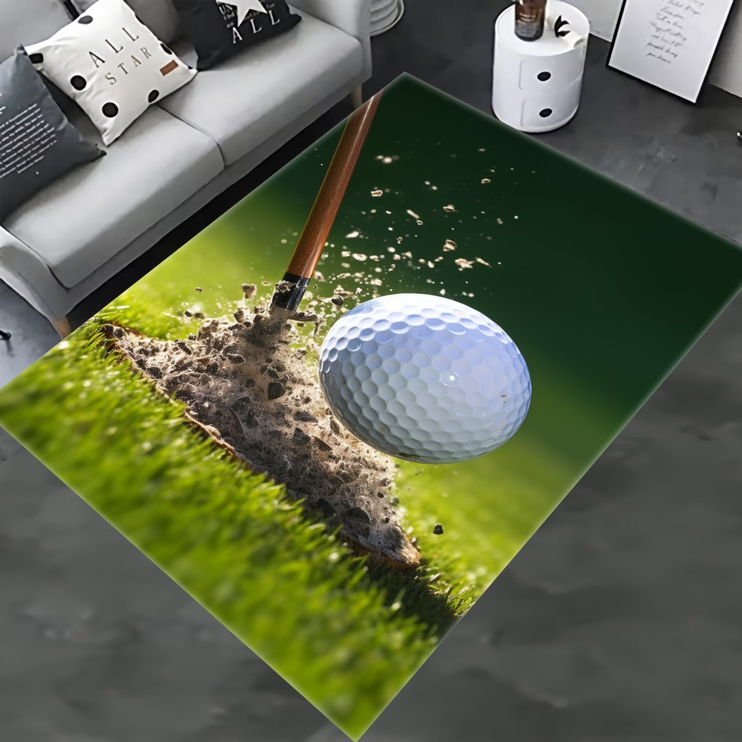 Golf Ball Rug, Golf Club Rug, Golf Ball Green Area Rug, Golf Area Rug ...