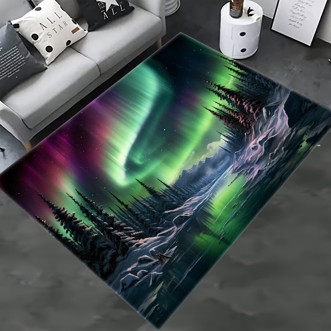 Aurora Rug, Northern Lights Rug, Southern Lights Rug, Earth Dark Sky ...