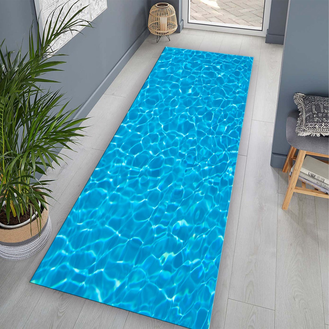 Water Texture Runner Rug, Ocean Runner, Clear Sea Long Rug, Sea Look ...
