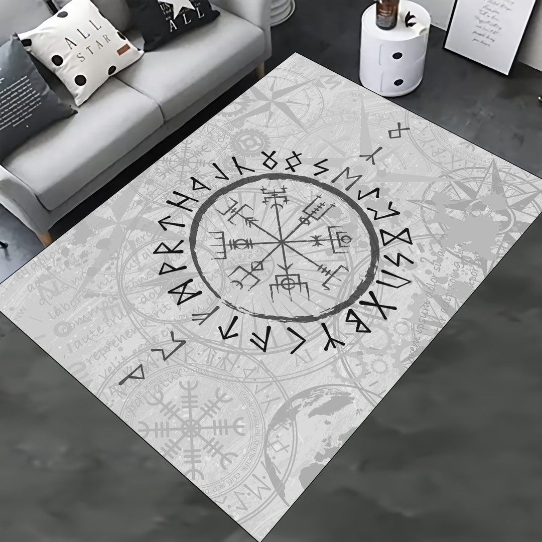 Viking Rug, Runic Symbol Rug, Scandinavian Circle Symbol Rug, Runic ...