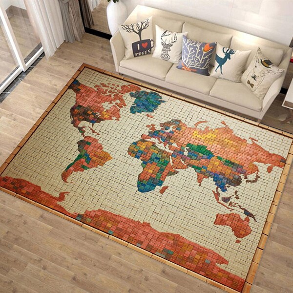 World Map Rug - Etsy