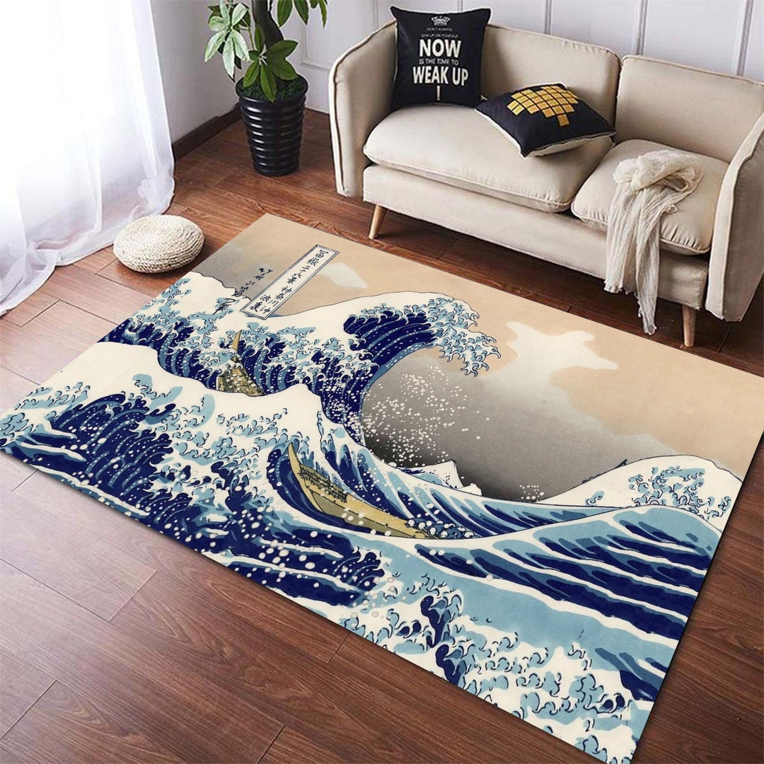 The Great Wave of Kanagawa Rug, Katsushika Hokusai Rug, Japanese Art ...