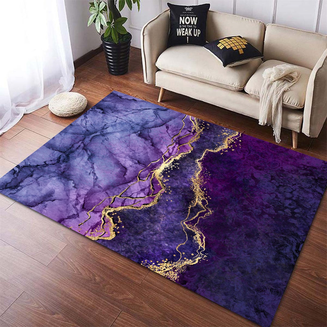 Purple Marble Texture Rug, Purple Gold Marble Rug, Golden Texture Rug ...
