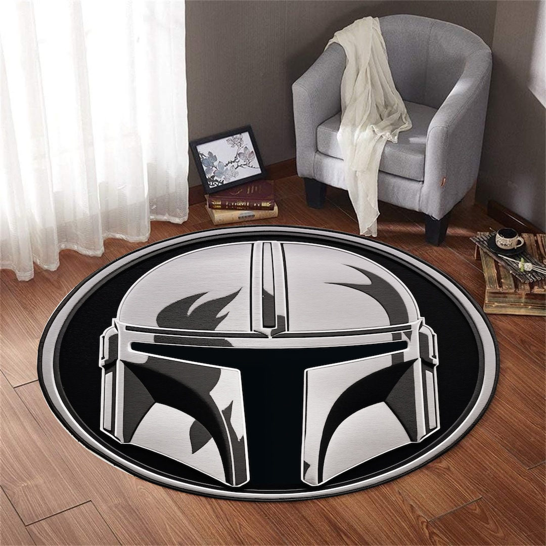 Round Star Wars Rug, Mandalorian Helmet Rug, Mandalorian Rug, Star Wars ...