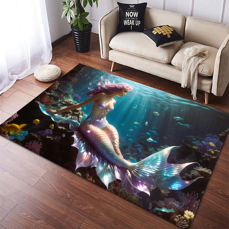 Mermaid Rug, Fantasy Mermaid Rug, Mermaid Area Rug, Mermaid Decoration ...