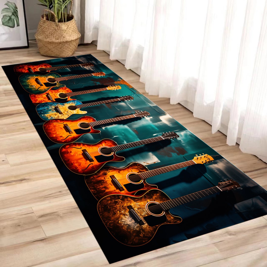 Long Guitar Rug, Guitar Runner, Guitar Area Rug - Etsy
