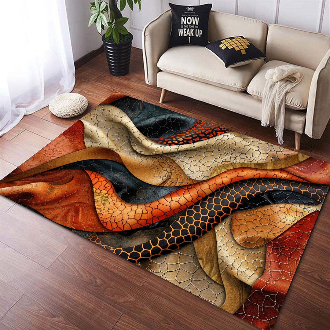 Exotic Animal Skin Fractal Pattern Rug, Animal Skin Illusion Rug ...