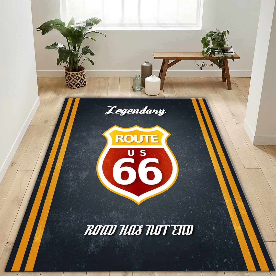 Route 66 Rug, Retro Route 66 Rug, America's Main Street Historic Route ...
